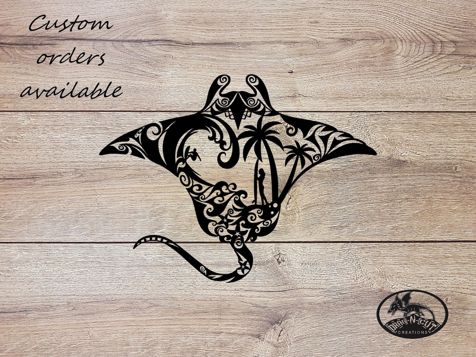 Metal Wall Art Stingray, Sting Ray, Ocean Life Scene, Manta Ray, Tribal ...