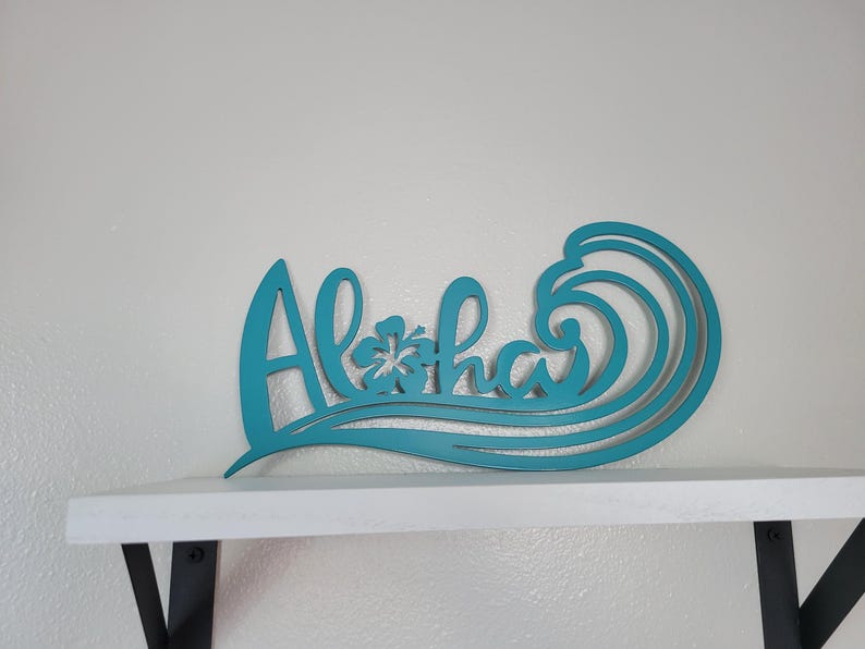 Aloha Metal Art With Wave Hibiscus Flower, Hawaiian Hawaii Ocean Sea ...
