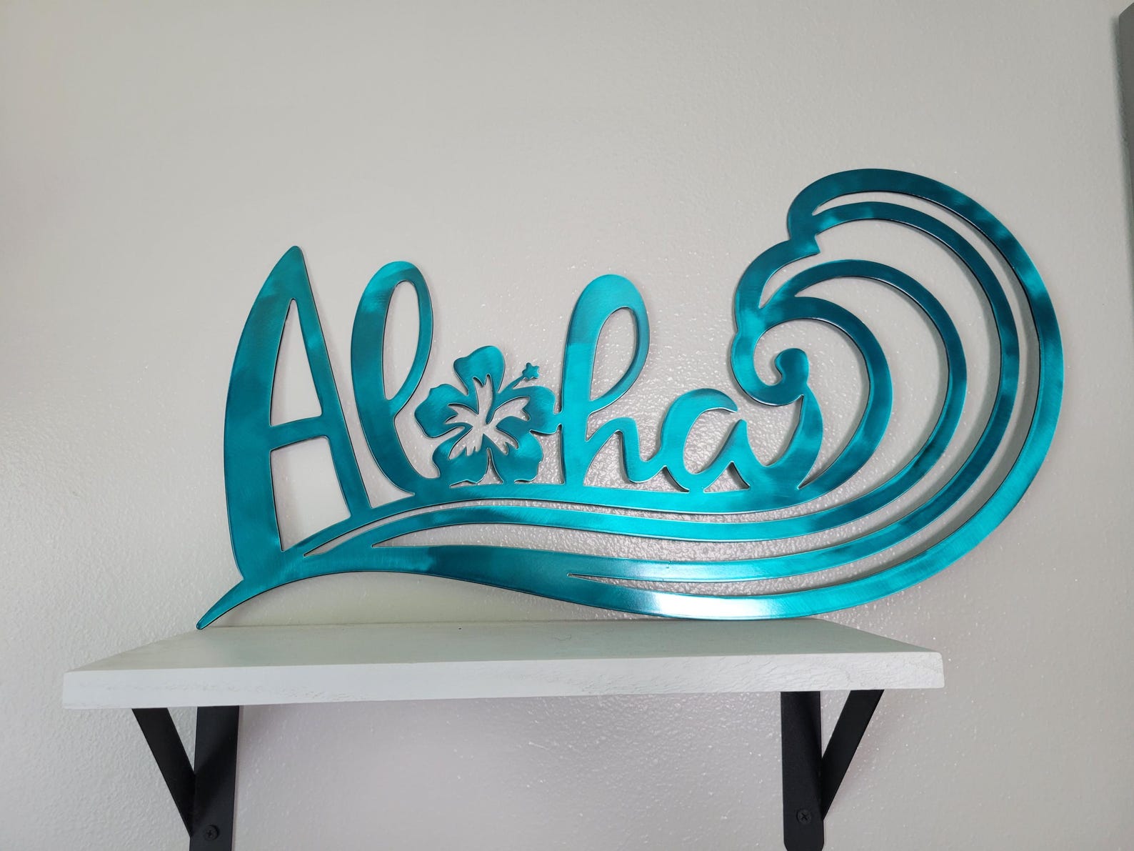 Aloha Metal Art With Wave Hibiscus Flower, Hawaiian Hawaii Ocean Sea ...