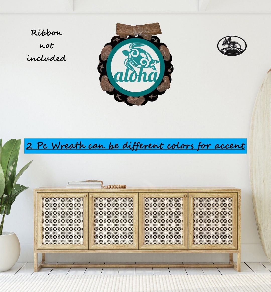 Honu Metal Sign With Aloha, Can Be Used Alone, as 13" Center Ring, or ...