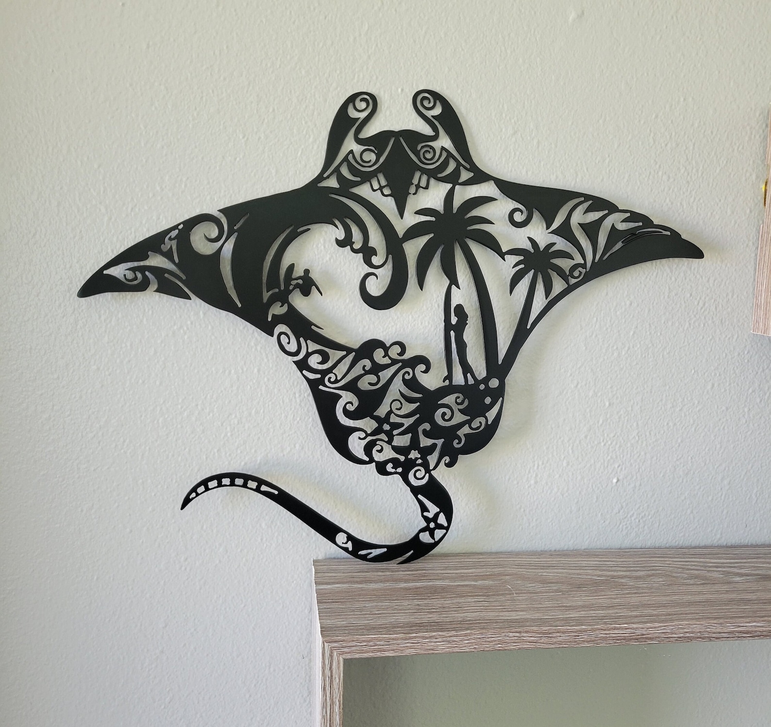 Metal Wall Art Stingray, Sting Ray, Ocean Life Scene, Manta Ray, Tribal ...