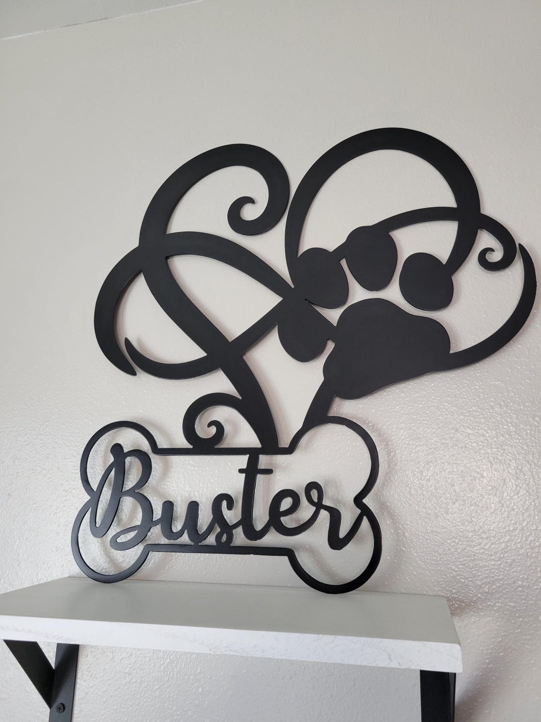Metal Wall Art, Personalized Custom Name Infinity Heart Paw Print Pet ...