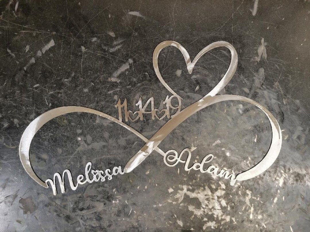 Personalized Metal Infinity Symbol Handcrafted Wall Art, Name Date ...