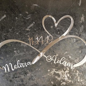 Personalized Metal Infinity Symbol Handcrafted Wall Art, Name Date ...