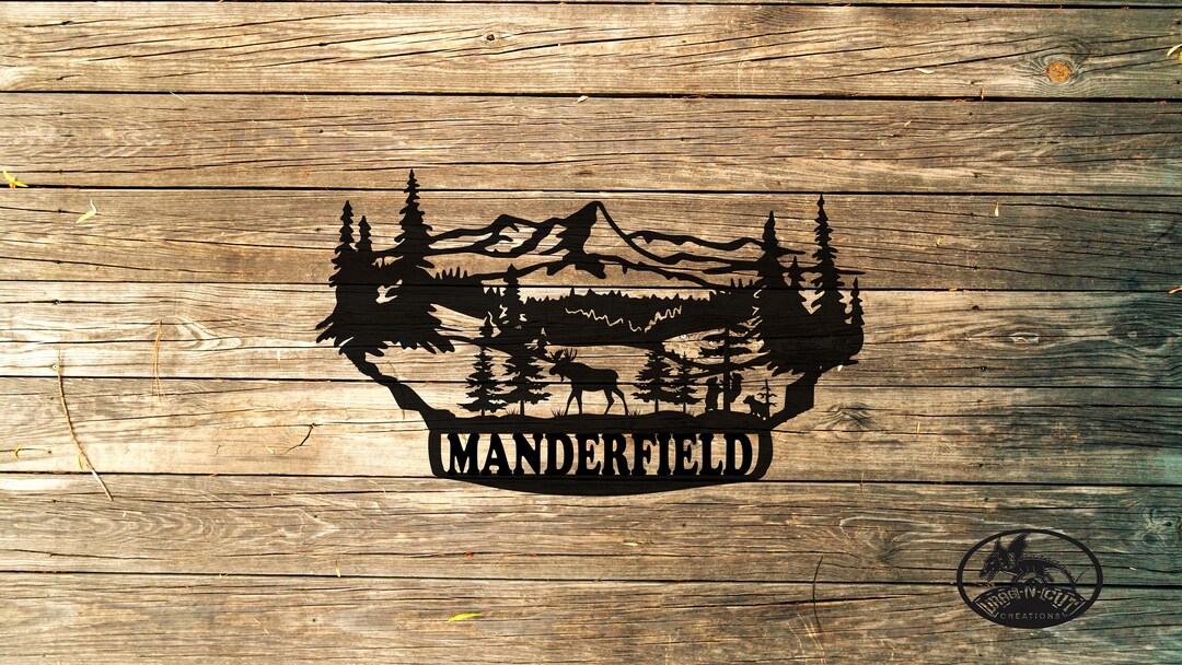 Personalized Metal Last Name Address Sign, Bear Cubs, Moose, Mountain ...