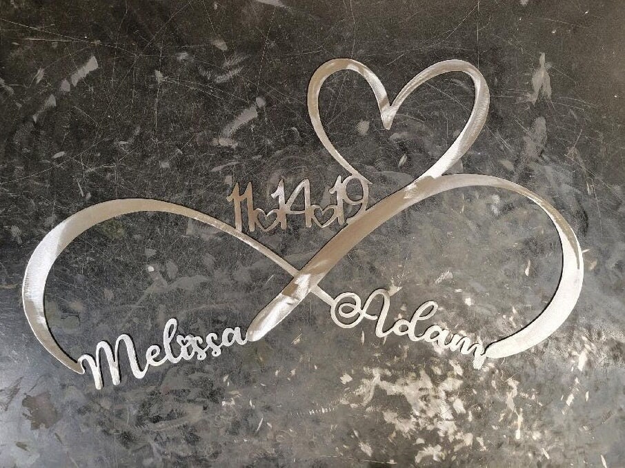 Personalized Metal Infinity Symbol Handcrafted Wall Art, Name, Date ...