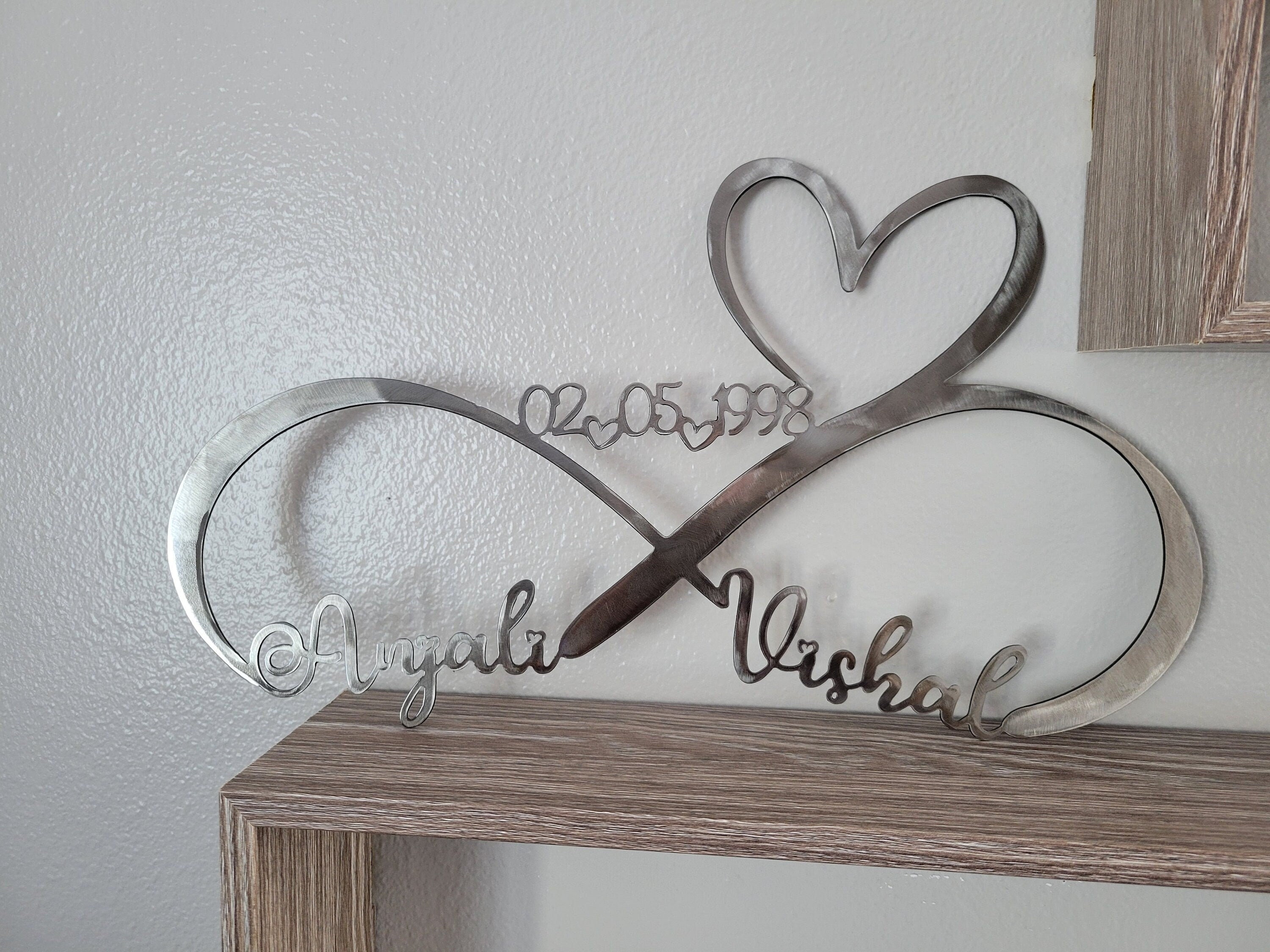 Personalized Metal Infinity Symbol Handcrafted Wall Art, Name, Date ...