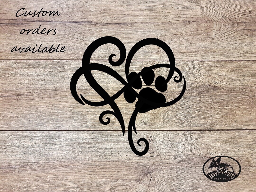 Metal Wall Art Sign, Infinity Heart Paw Print, Pet Best Friend Endless ...
