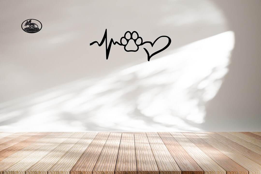 Metal Wall Art Sign, Dog, Cat, Heartbeat Pet Paw Print, Hope Love ...