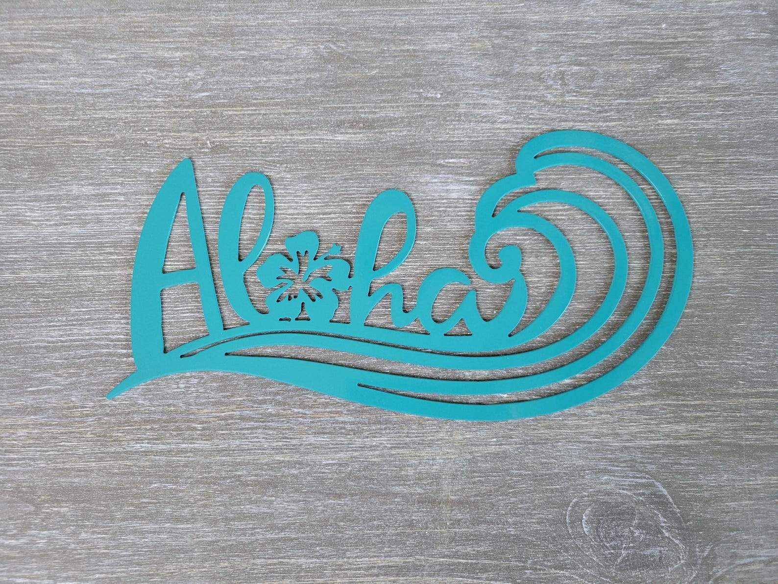 Aloha Metal Art With Wave Hibiscus Flower, Hawaiian Hawaii Ocean Sea ...