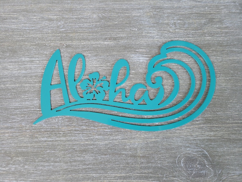 Aloha Metal Art With Wave Hibiscus Flower, Hawaiian Hawaii Ocean Sea ...