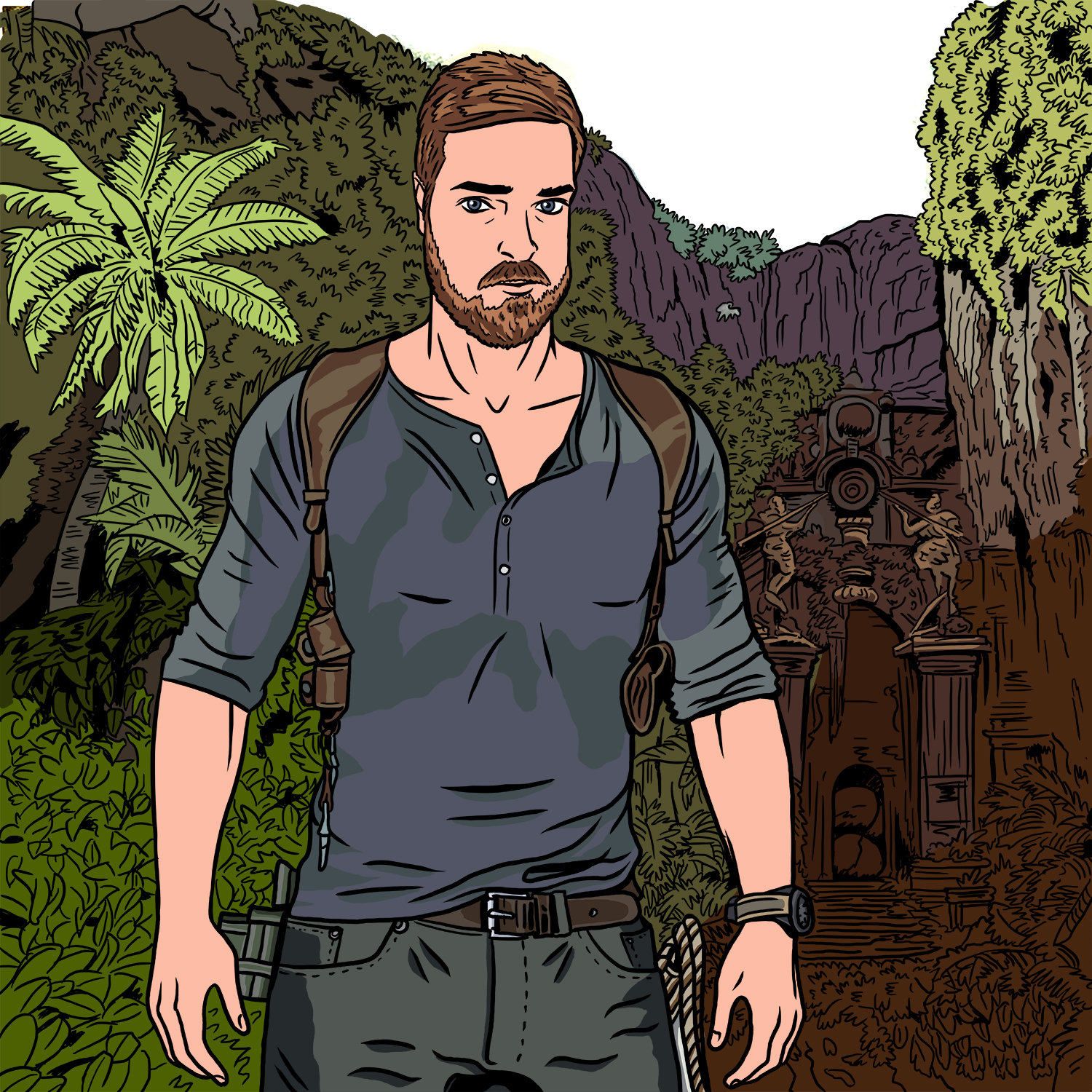 Custom Full Body Portrait Illustration With Custom Extended Background ...