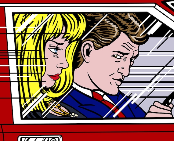 Couple Portrait & Car Background / POP ART style / Roy | Etsy
