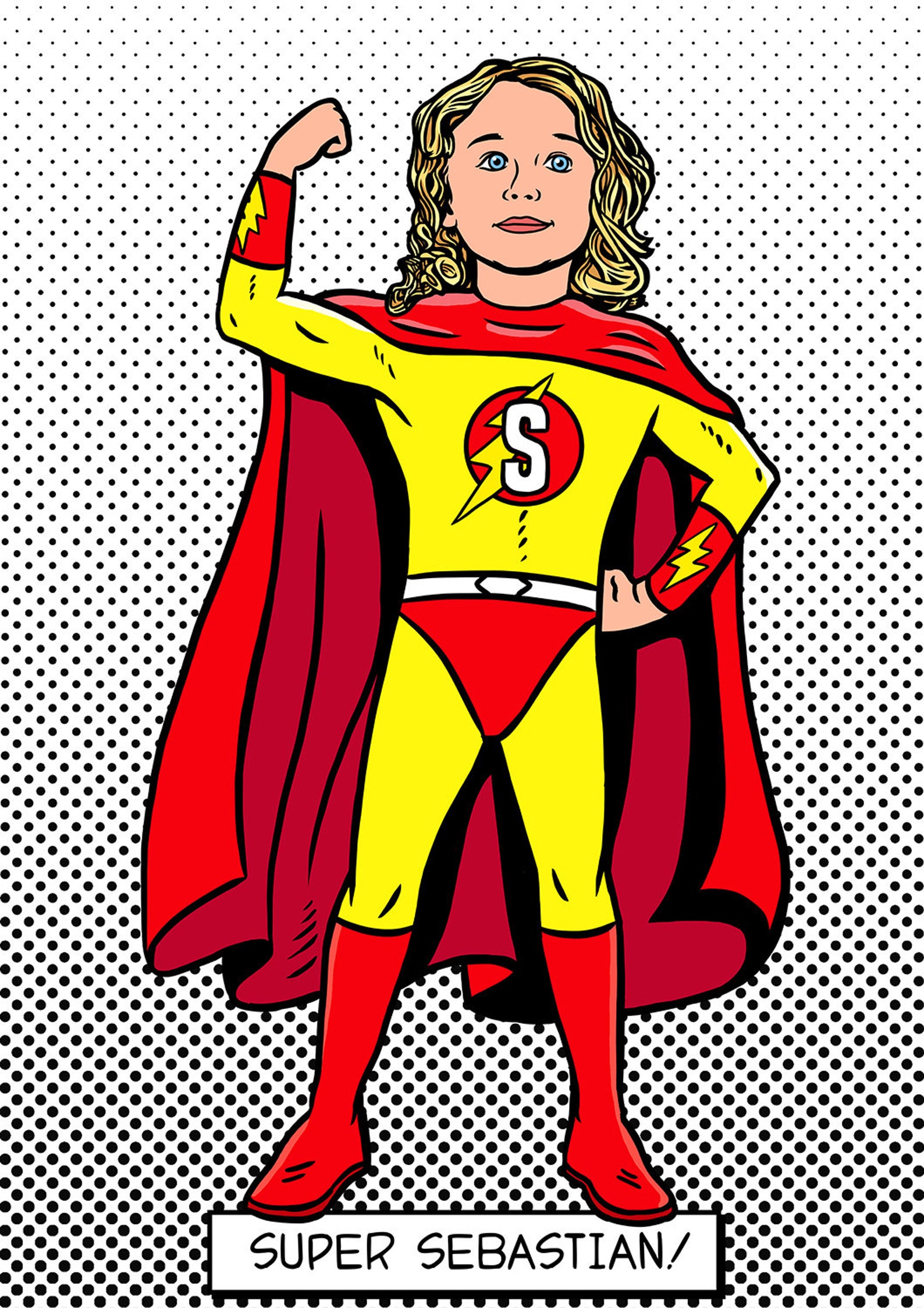 Superhéroe en el estilo POP ART Crea tu propio superhéroe | Etsy