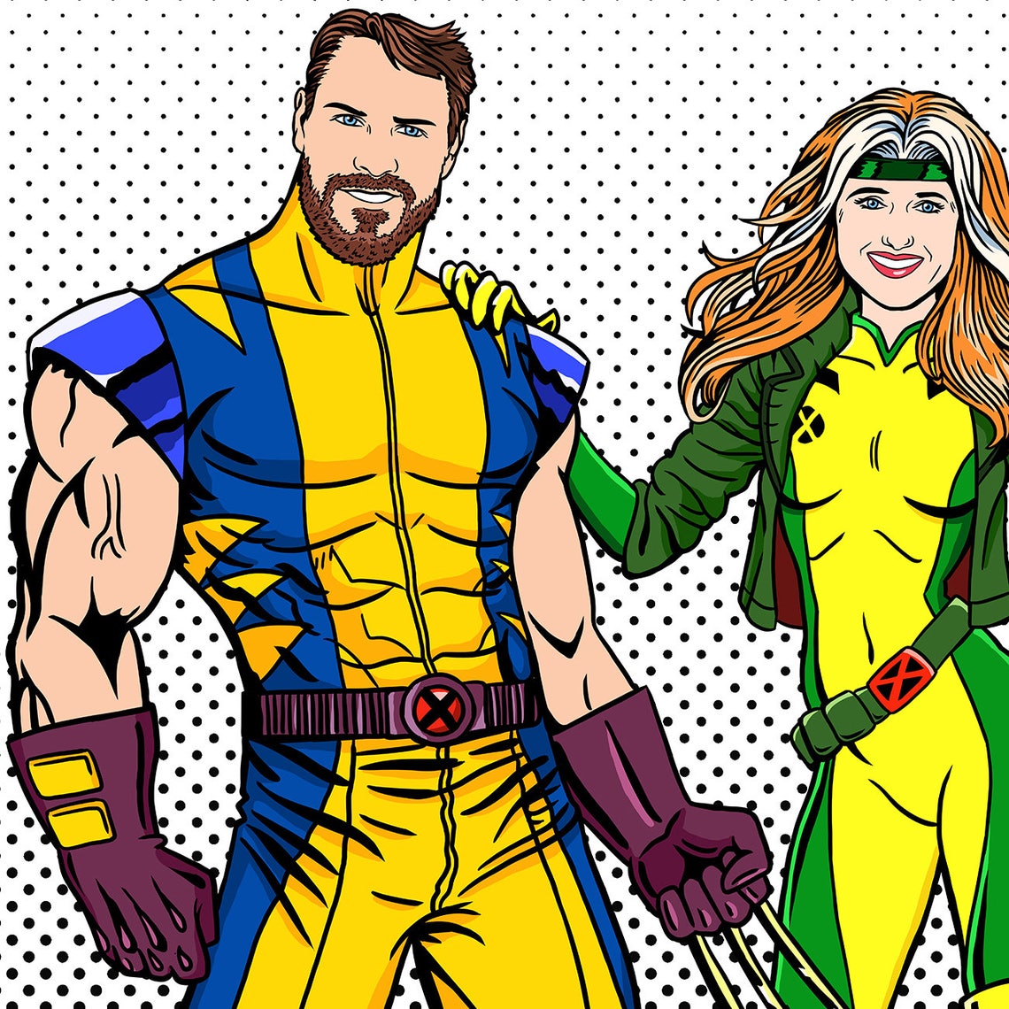 Wolverine & Rogue X-men Couple Portrait in the POP ART - Etsy