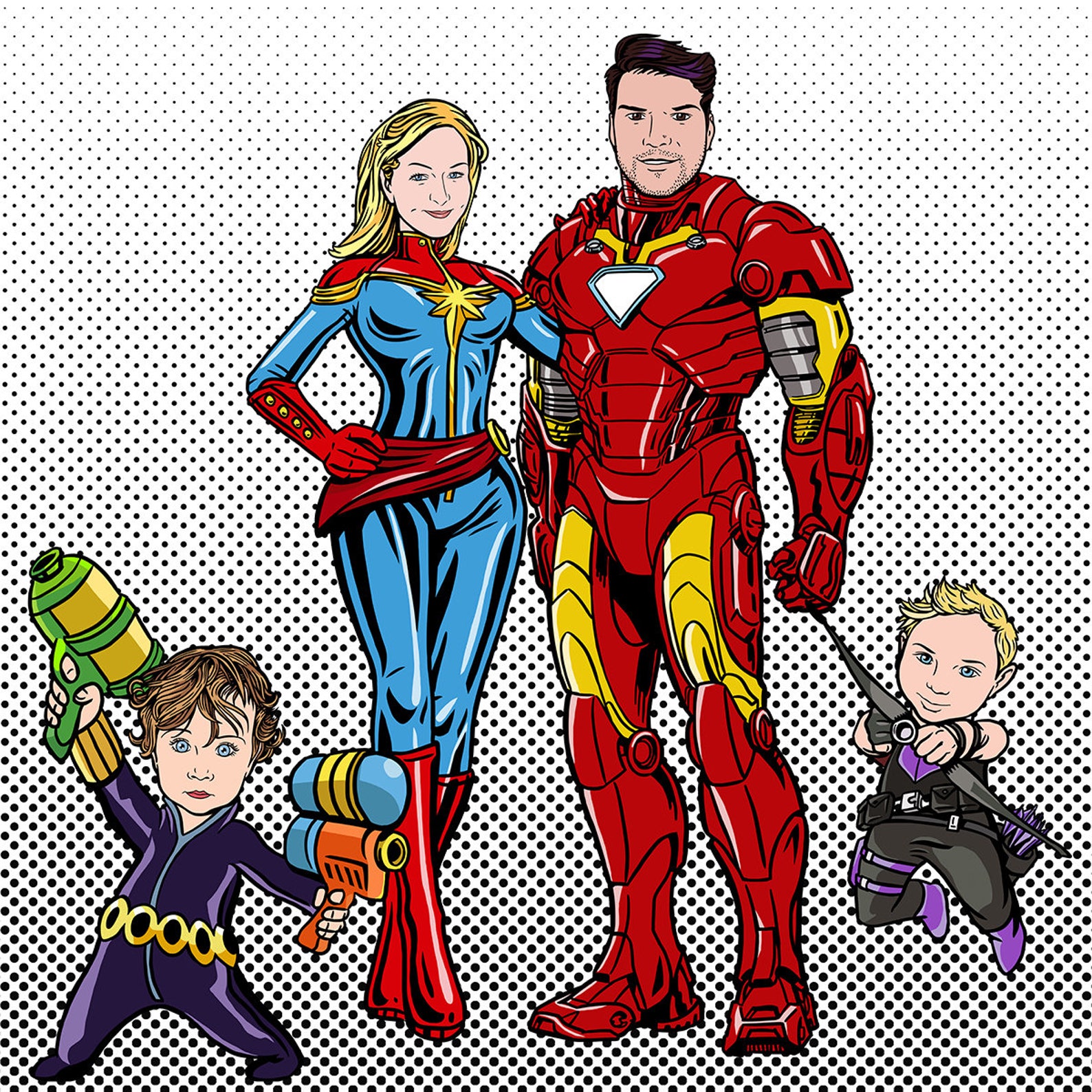 Captain Marvel & Iron Man Couple Portrait in the POP ART Style - Etsy
