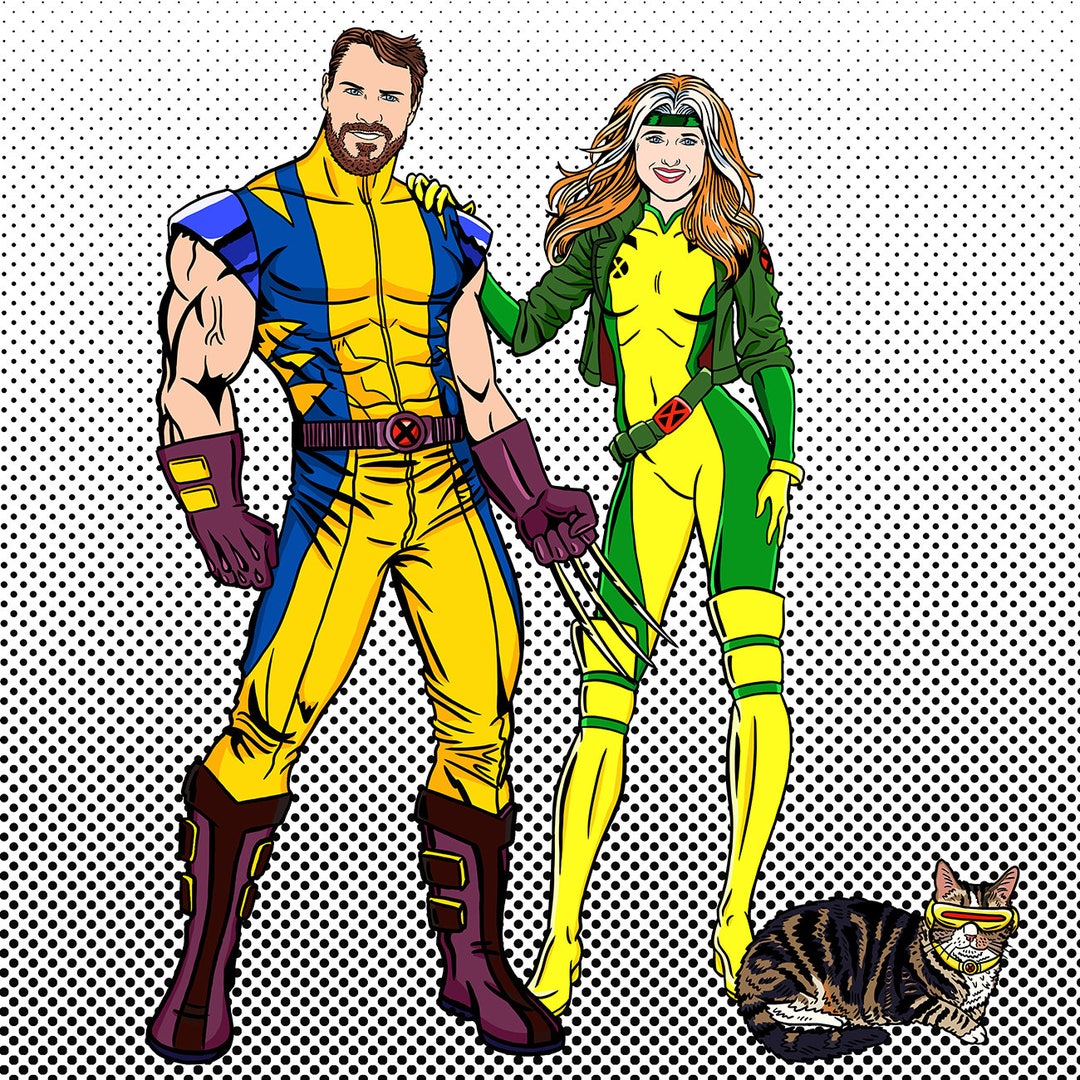 Wolverine & Rogue \ X-men \ Couple Portrait in the POP ART Style \ Roy ...