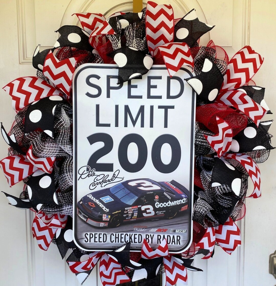 Nascar Wreath, Earnhardt Wreath, Racing Wreath, Man Cave Wreath, Mesh ...