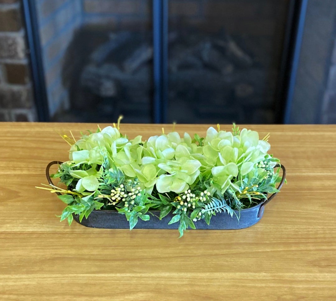 Small Hydrangea Centerpiece for Table, Farmhouse Hydrangea Arrangement ...