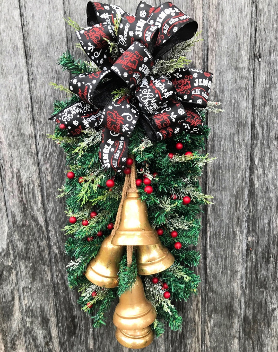 Christmas Swag, Christmas Teardrop Swag, Christmas Wreath, Rustic ...