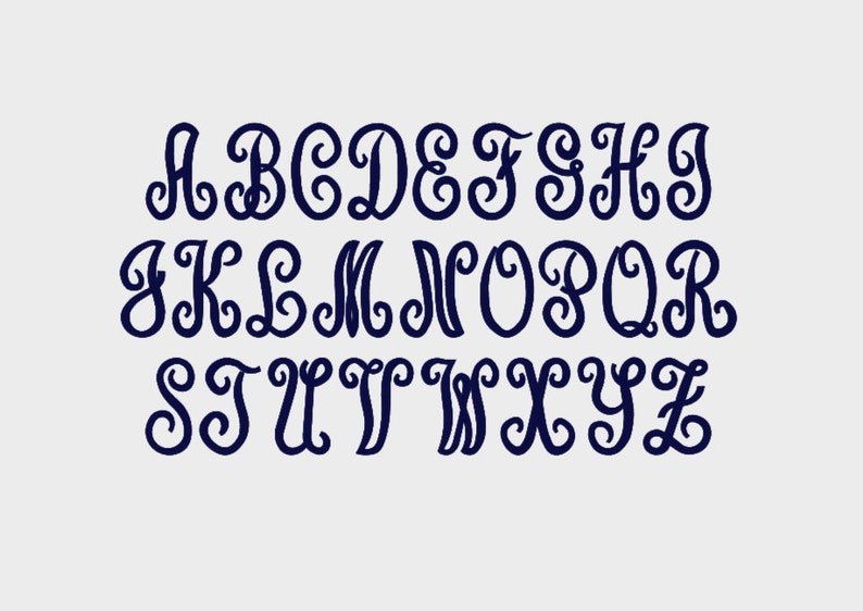 3 Letter Upright Script Monogram Embroidery Machine Font in 5 - Etsy