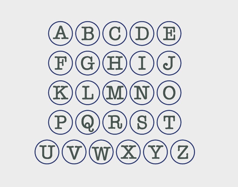 Single Letter Typewriter Monogram Embroidery Font With Circle - Etsy