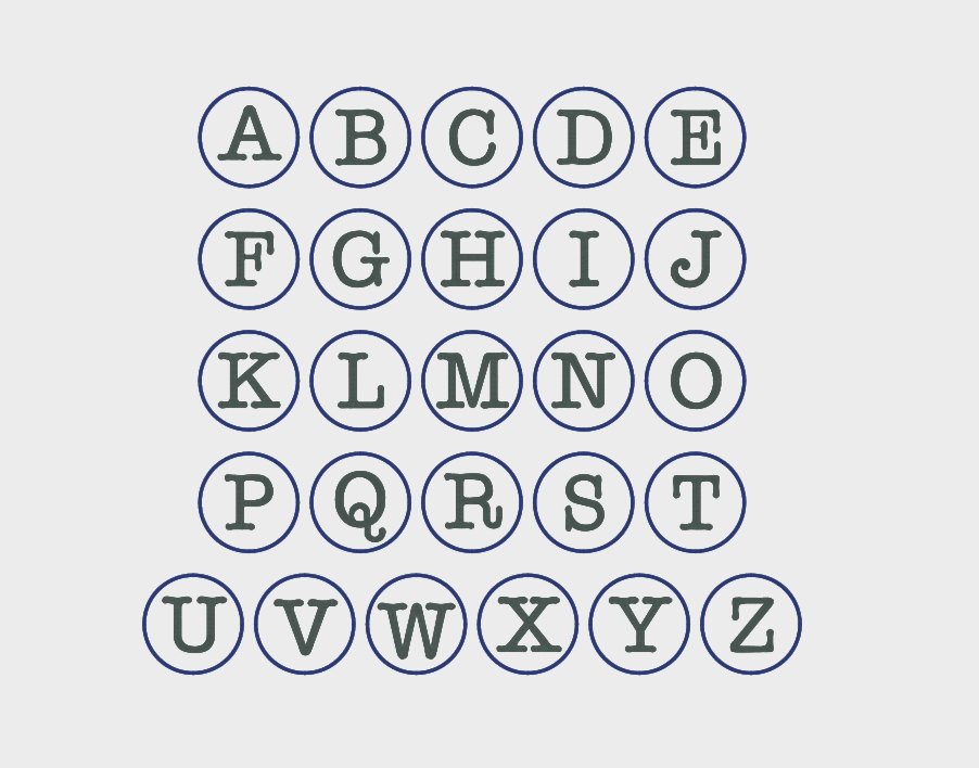 Single Letter Typewriter Monogram Embroidery Font With Circle in 3 ...