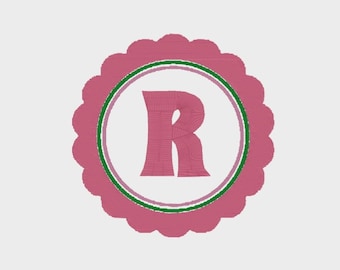 Single Letter Monogram With Flower Border Embroidery Machine - Etsy