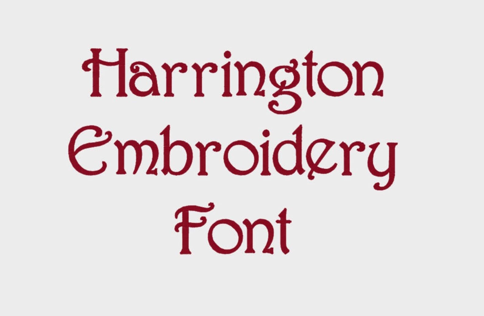 Harrington Embroidery Font in Multiple Formats, 1/2", 1", 2" & 3 ...