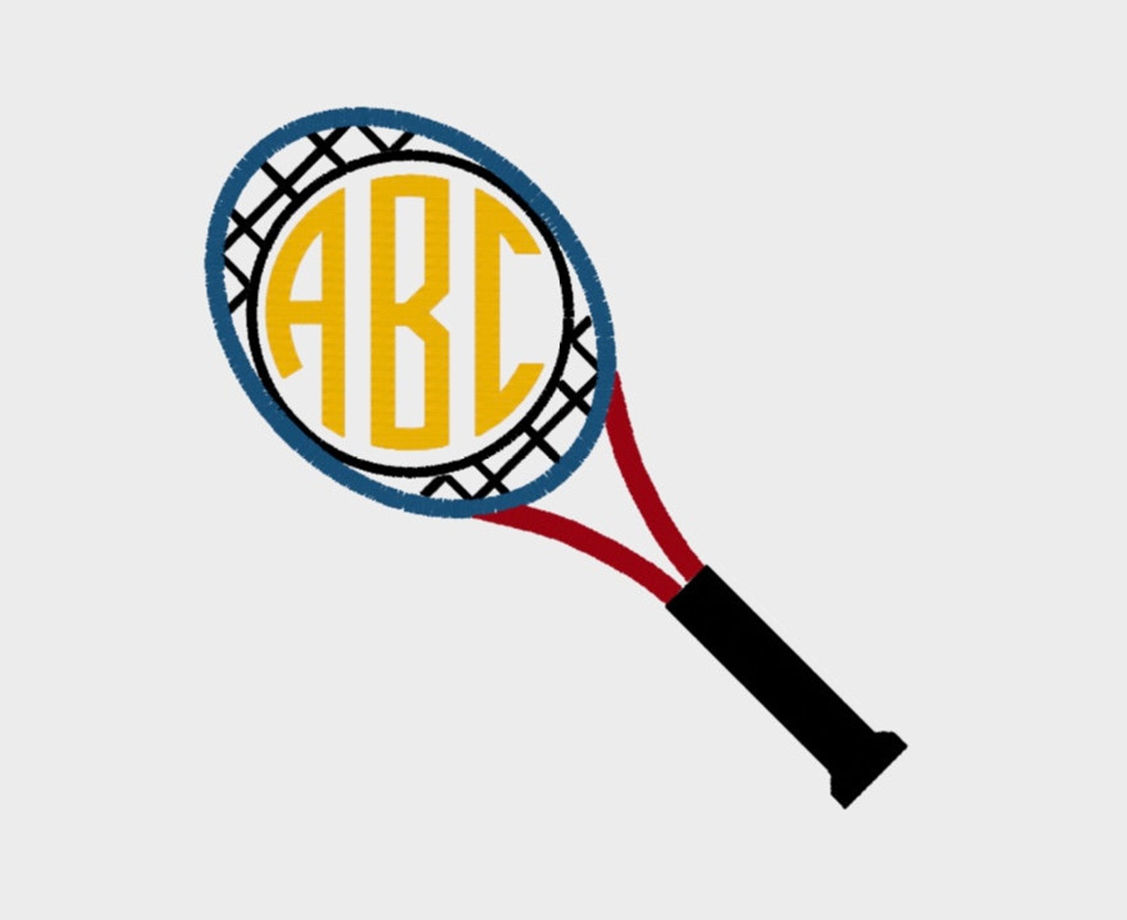Tennis Racket Monogram Border Embroidery File in 5 Sizes font | Etsy