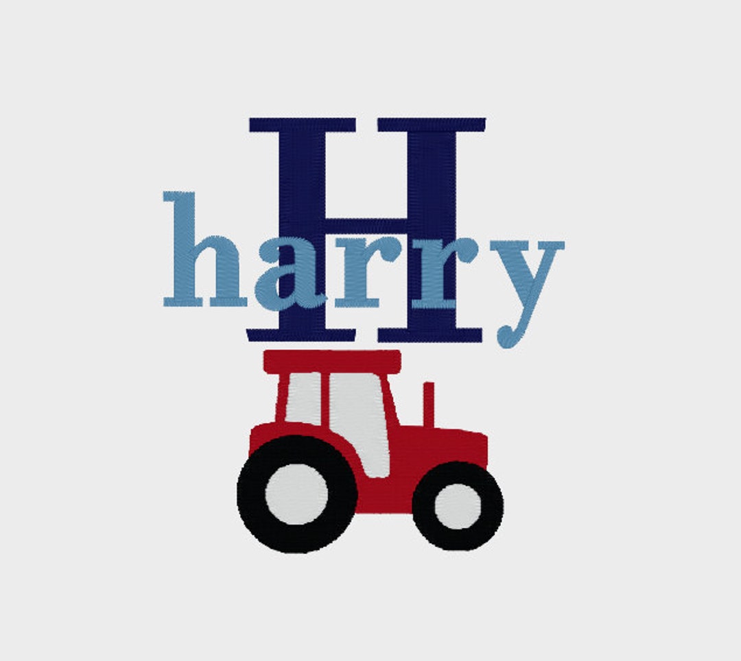 Tractor Single Letter Monogram Machine Embroidery File - (fits 4" X 4 ...