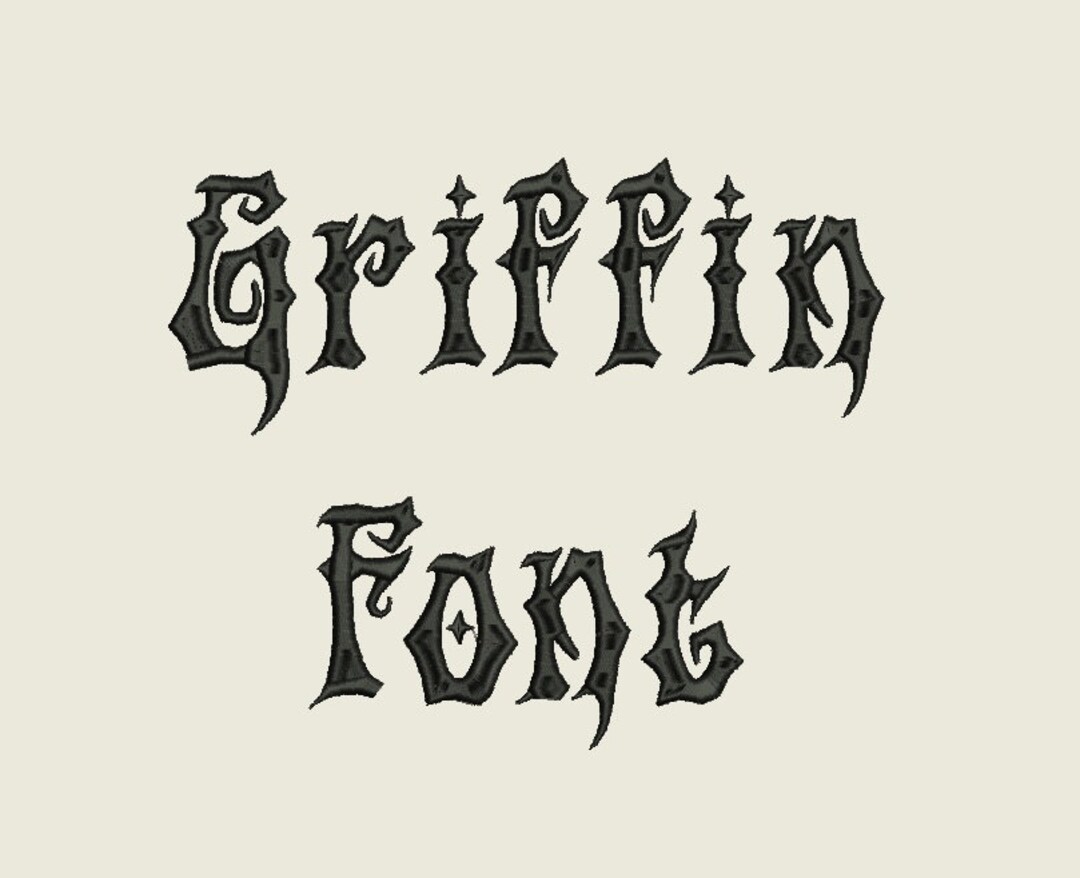Griffin Embroidery Machine Font in Multiple Formats, 0.5", 1", 2" & 3 ...