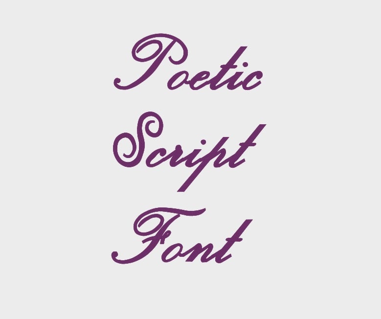 Poetic Script Embroidery Machine Font in 5 Sizes (0.5", 1", 1.5", 2 ...