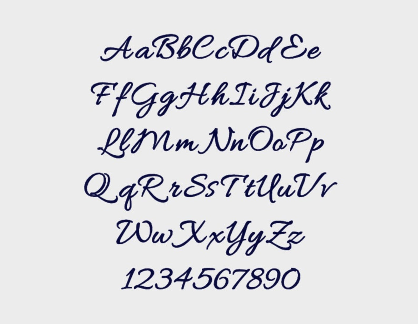 Allura Script Embroidery Machine Font in 4 Sizes (0.5", 1", 2" & 3 ...
