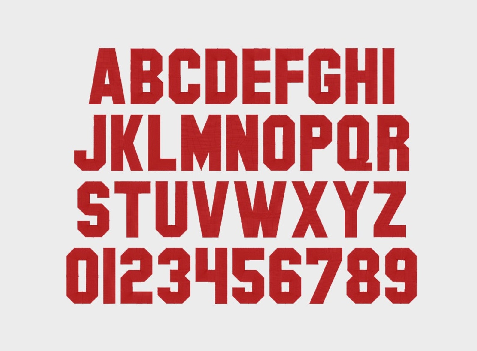 College Embroidery Machine Font, 1", 2", & 3" Sizes (upper Case and ...