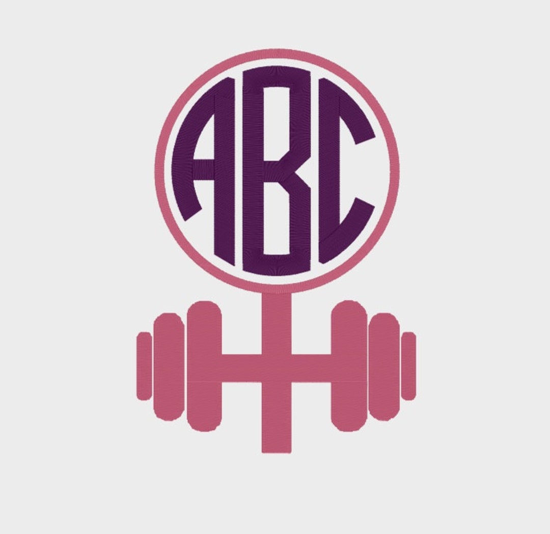 Ladies Gym / Exercise Monogram Border Embroidery File in 3 Sizes to Fit ...