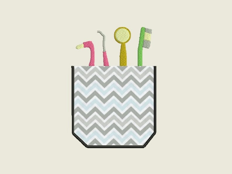 Dentist Pocket With Instruments Embroidery File in Multiple | Etsy