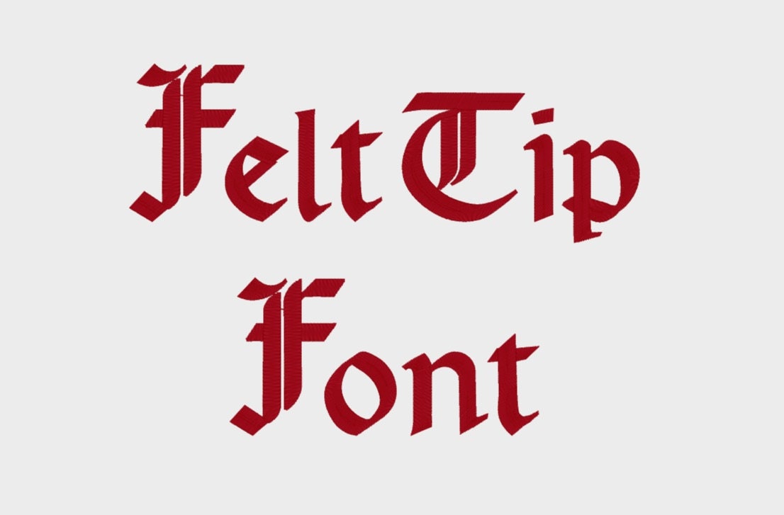 Felt Tip Embroidery Font in 4 Sizes (0.5", 1", 1.5" & 2") Upper and ...
