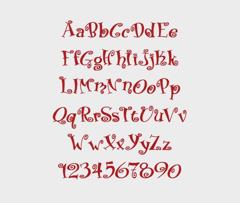 Boingo Curly Embroidery Font in Multiple Formats, 1/2", 1", 2" & 3 ...