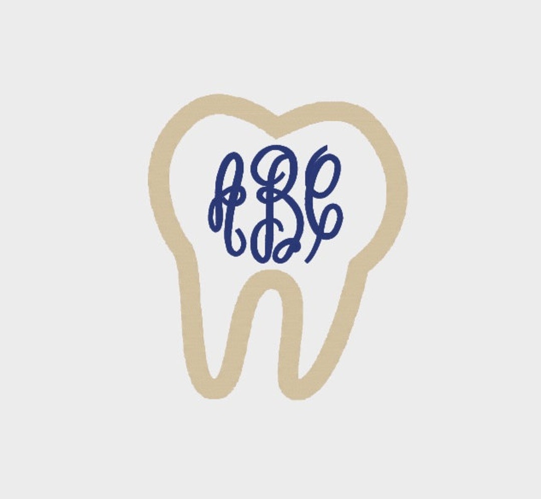 Dentist Tooth Monogram Border Embroidery File in 7 Sizes (2" to 7 ...