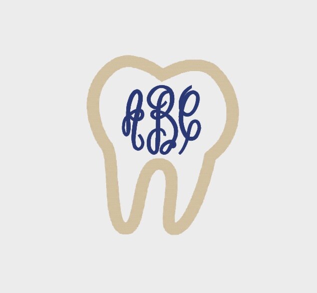Dentist Tooth Monogram Border embroidery file in 7 sizes | Etsy