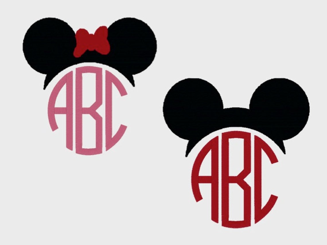 Mickey and Minnie Mouse Monogram Toppers Embroidery Files - Etsy Canada