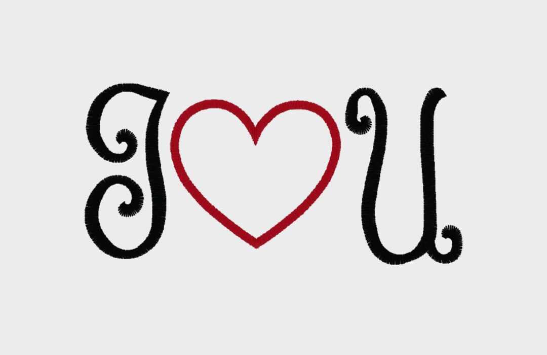 I Love U Heart Shape Design in Multiple File Formats to Fit 4 X 4 Hoop ...