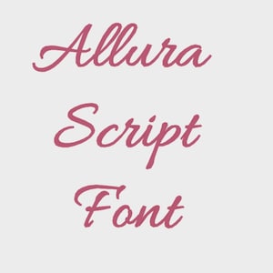 Allura Script Embroidery Machine Font in 4 Sizes (0.5", 1", 2" & 3 ...