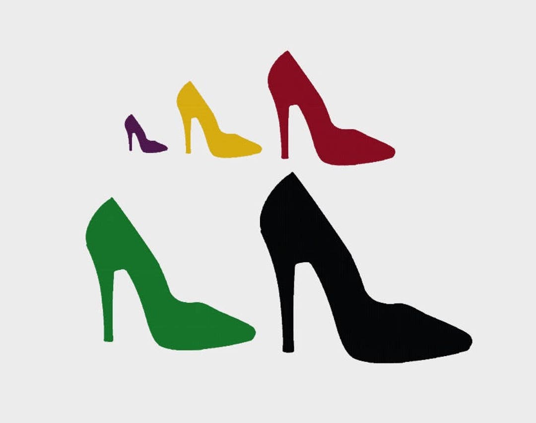 Stiletto High Heel Shoe Outline Embroidery File in 5 Sizes (1" to 5 ...