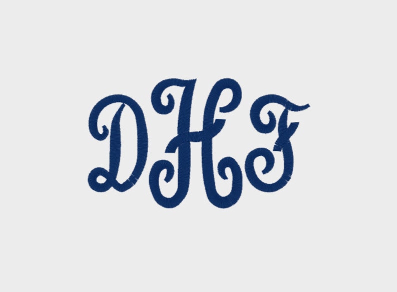 3 Letter Upright Script Monogram Embroidery Machine Font in 5 Sizes (1 ...