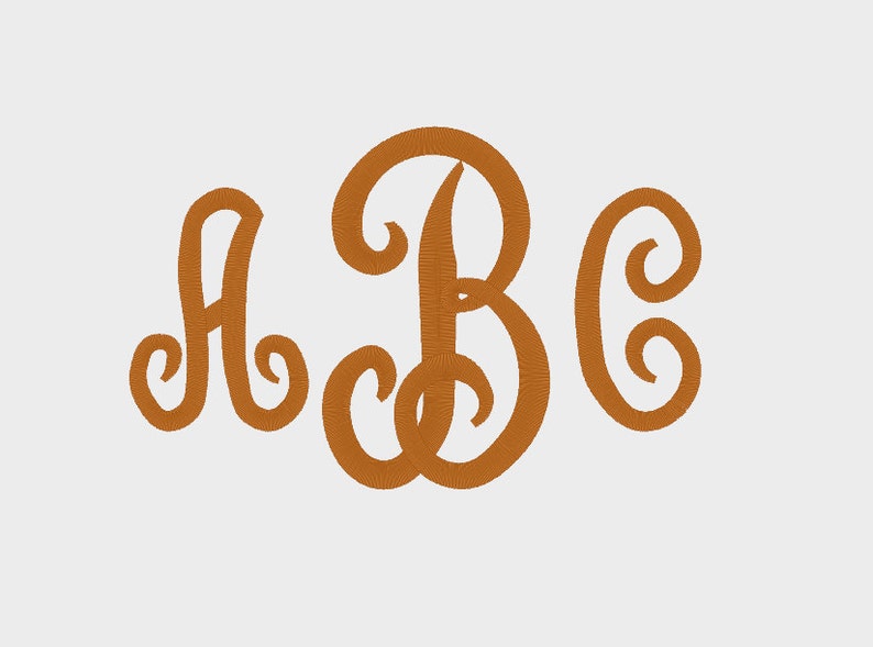 Upright Script Embroidery Machine Font in 6 Sizes (0.5", 1", 1.5", 2 ...