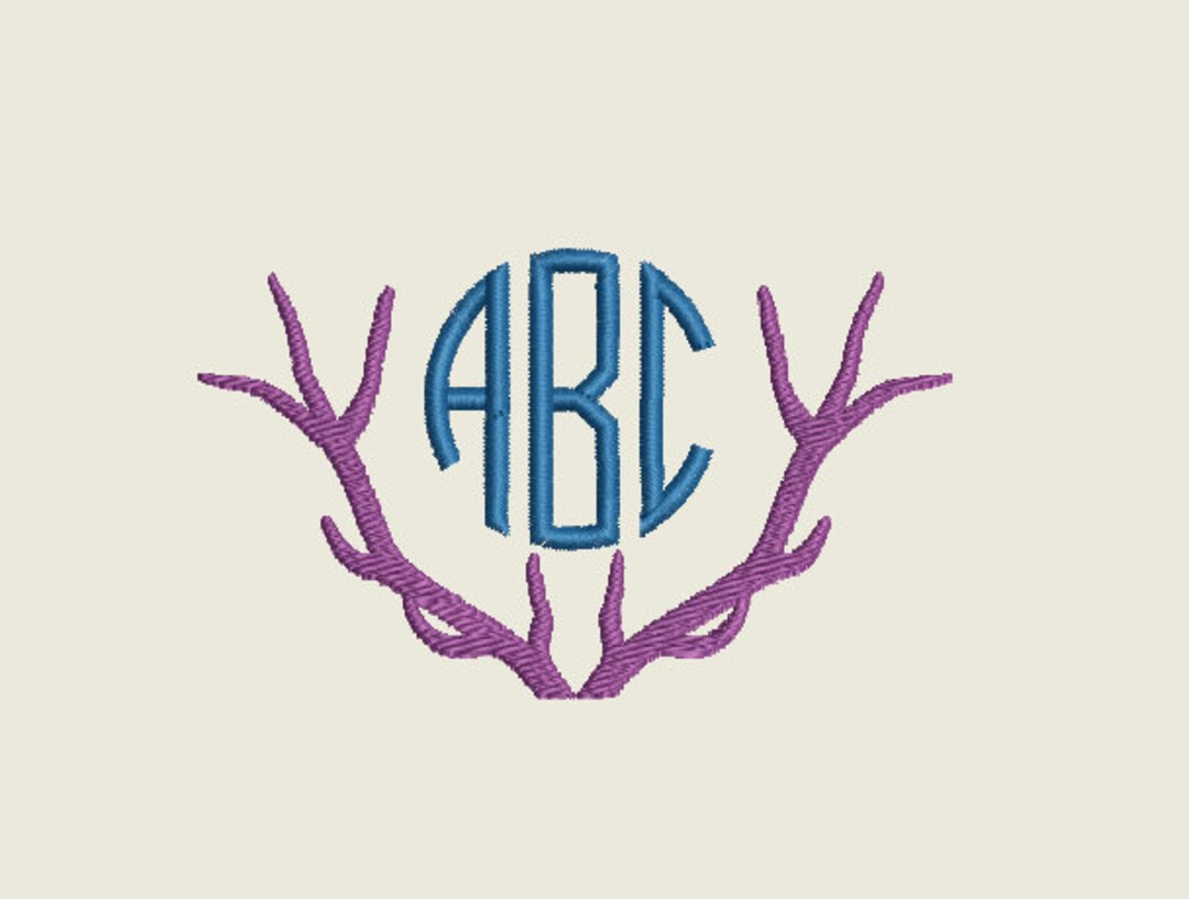 Antler Monogram Frame Embroidery Design to Fit 4" X 4" Hoop - Font NOT ...