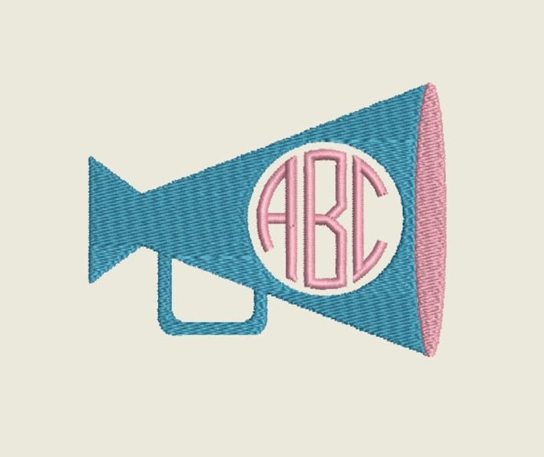 Cheerleader Megaphone Monogram Border Embroidery Files to Fit 4"x4" and ...