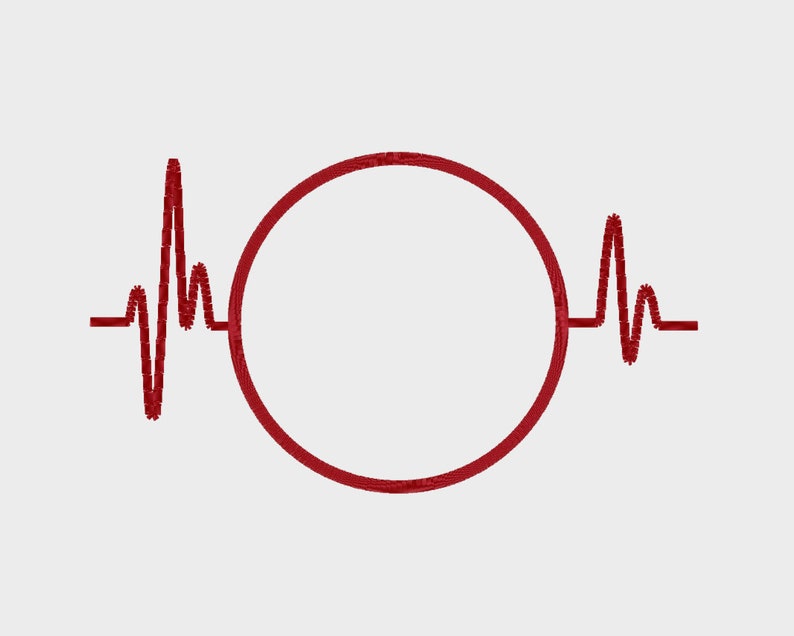 Heartbeat Monogram Border Embroidery File in Multiple Formats in 3 ...
